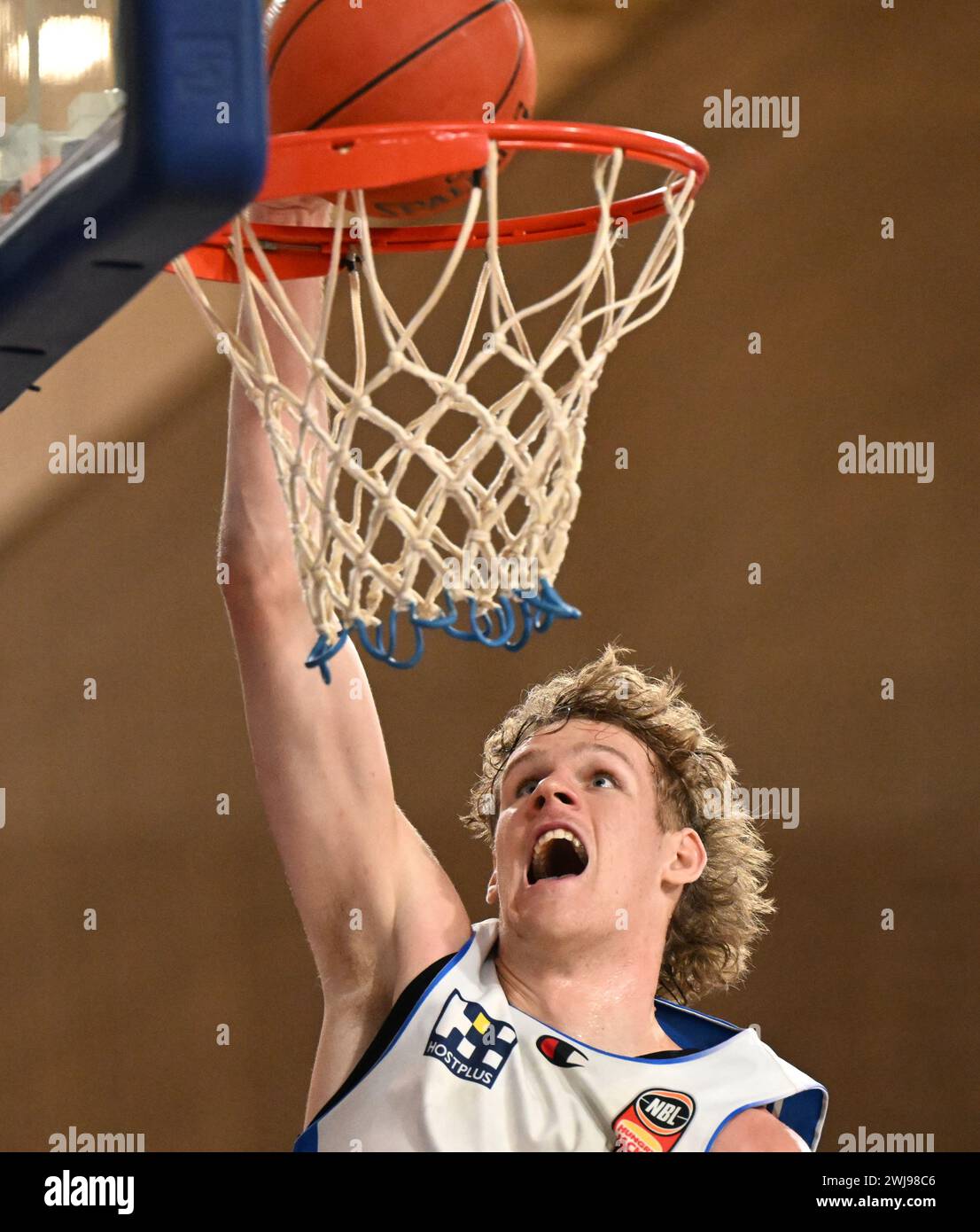 Brisbane, Australia. 14th Feb, 2024. Rocco Zikarsky of the Bullets in ...
