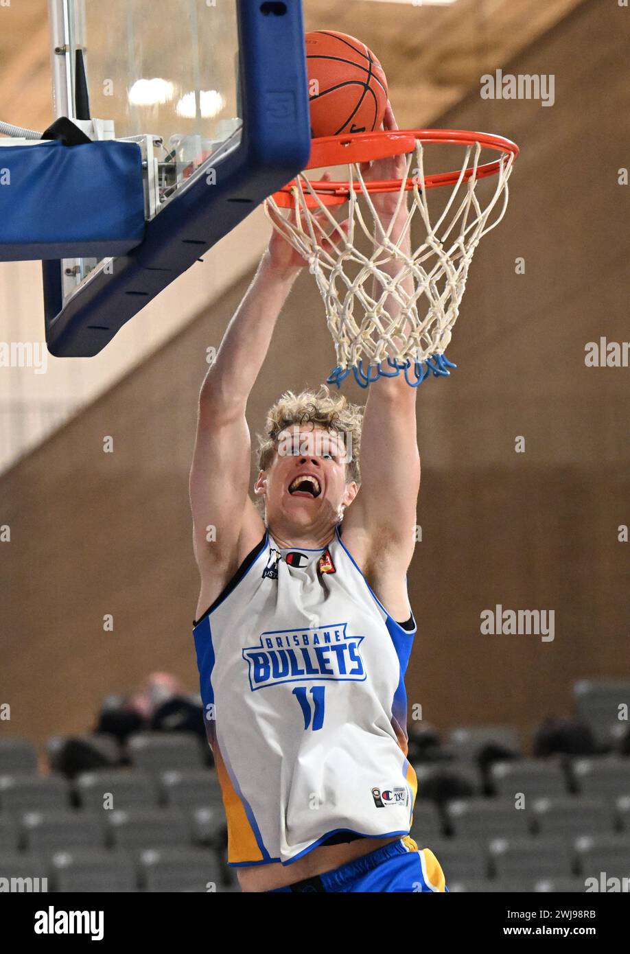 Brisbane, Australia. 14th Feb, 2024. Rocco Zikarsky of the Bullets in ...