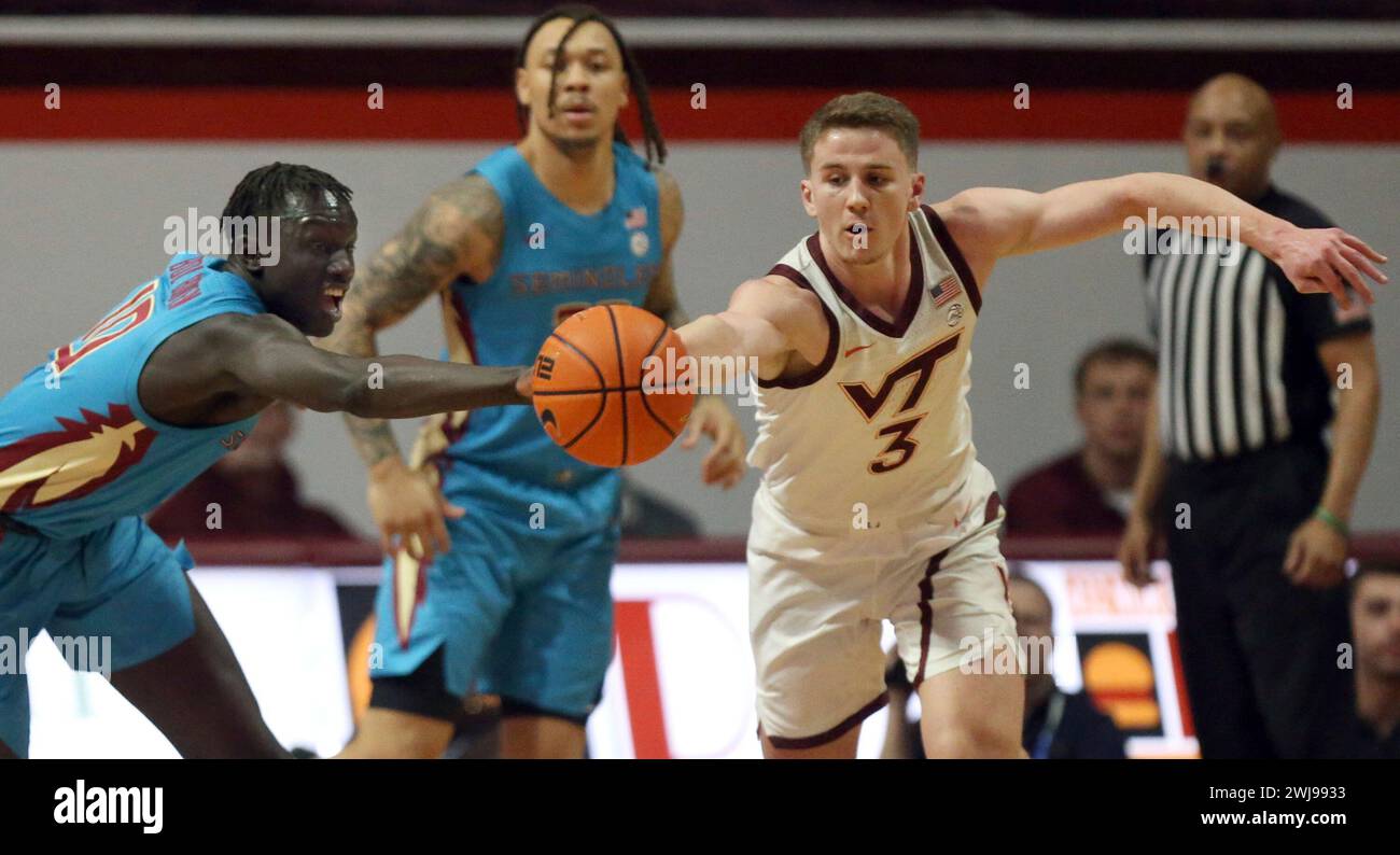 Florida State's Taylor Bol Bowen (10) and Virginia Tech's Sean Pedulla ...