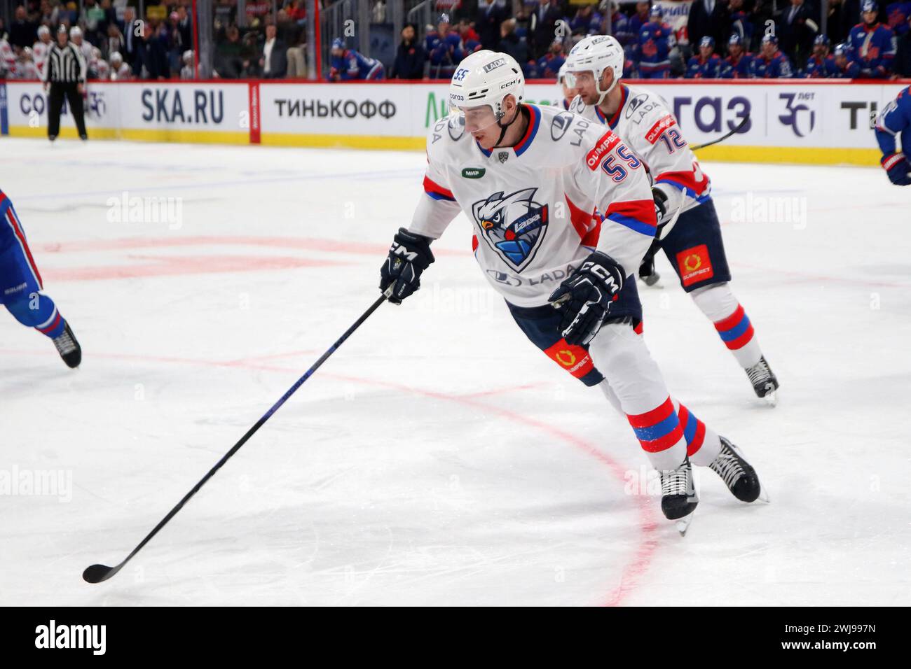 Saint Petersburg, Russia. 13th Feb, 2024. Lada Hockey Club player ...