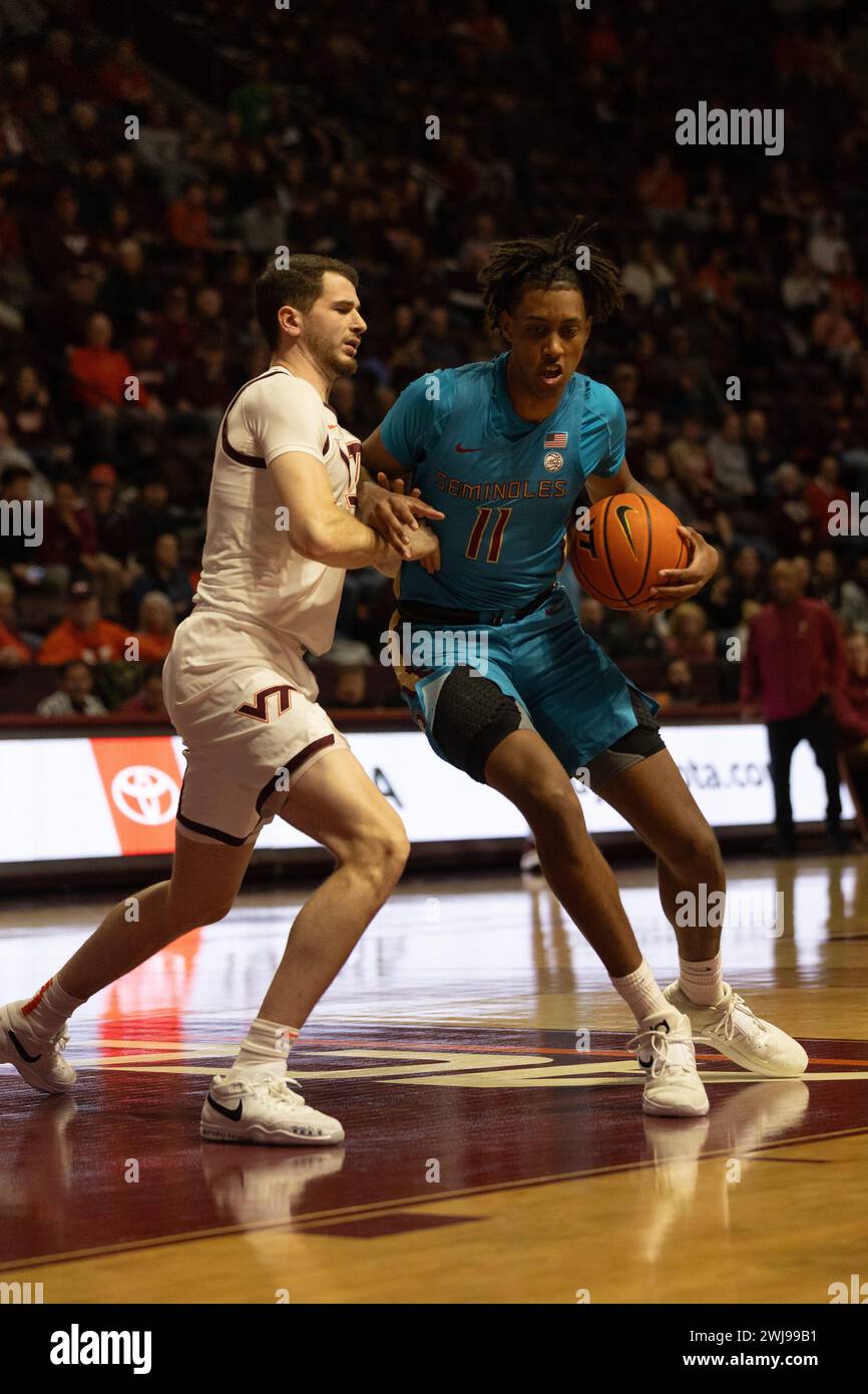 Blacksburg, VA, USA. 13th Feb, 2024. Florida State Seminoles forward ...