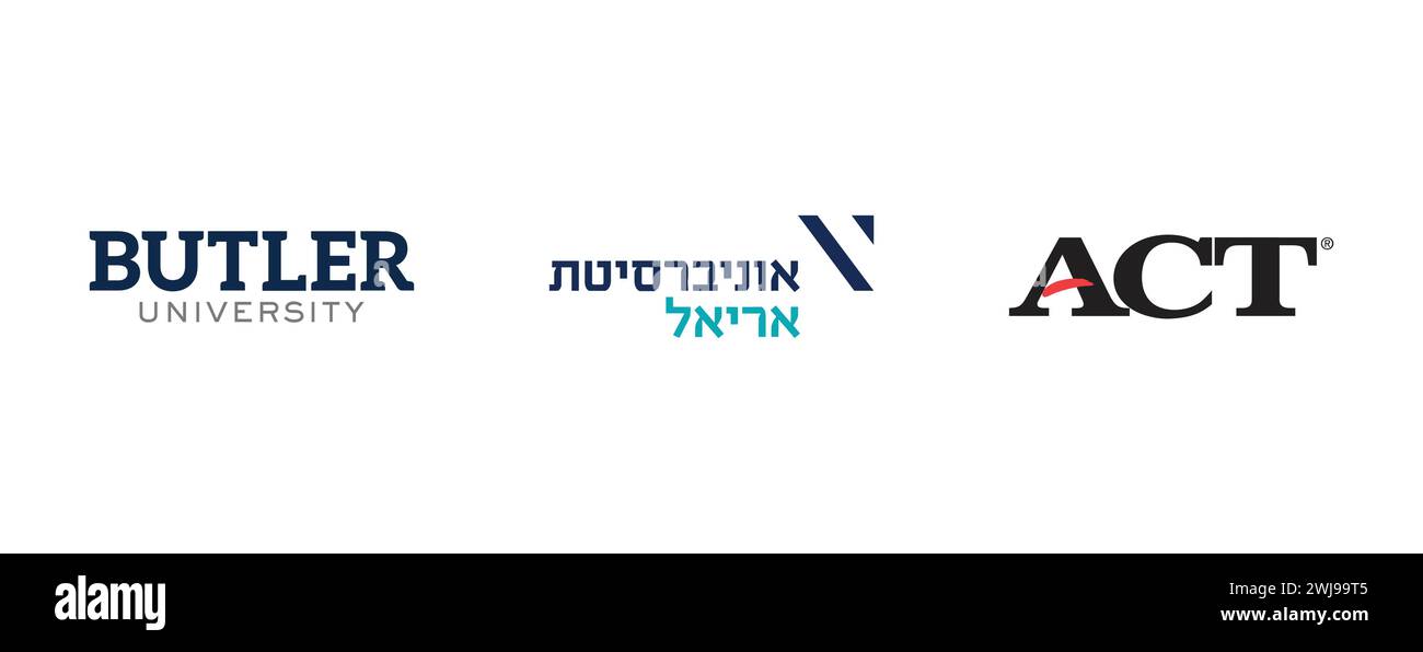 BUTLER UNIVERSITY, ARIEL UNIVERSITY, ACT. vector logo on isolated ...