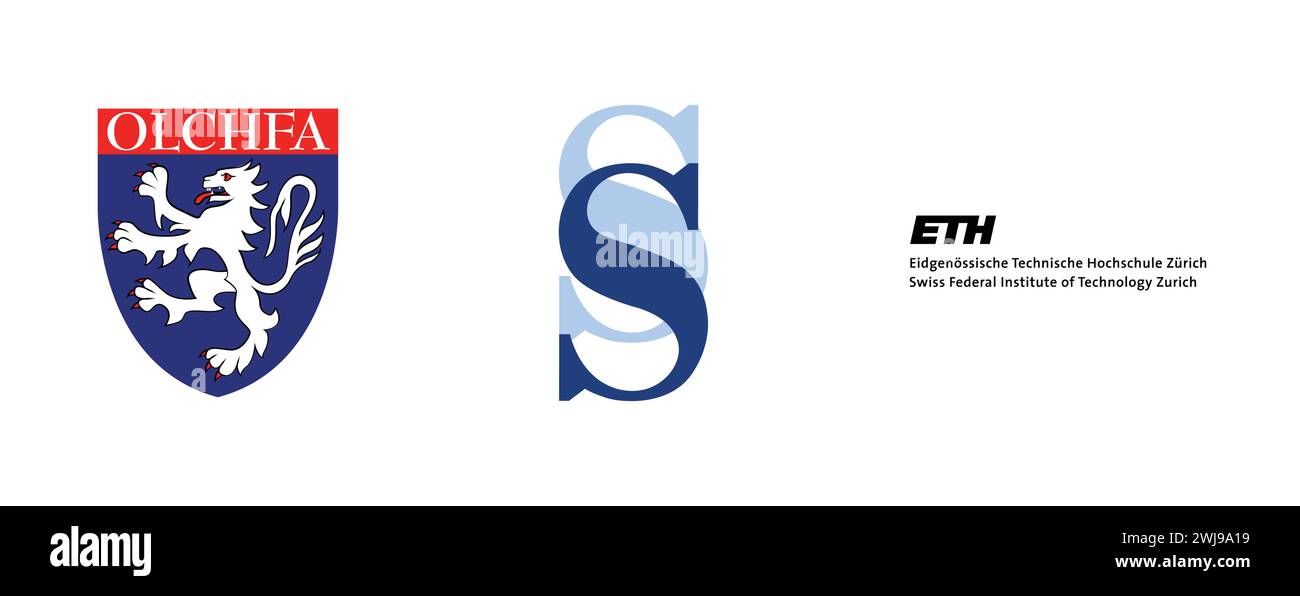 OLCHFA SCHOOL, SUNNINGDALE SCHOOL, ETH ZURICH. vector logo on isolated ...