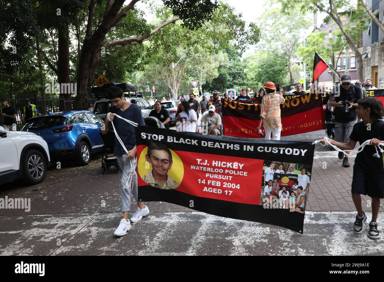Sydney, Australia. 14 February 2024. Supporters assembled in Waterloo ...