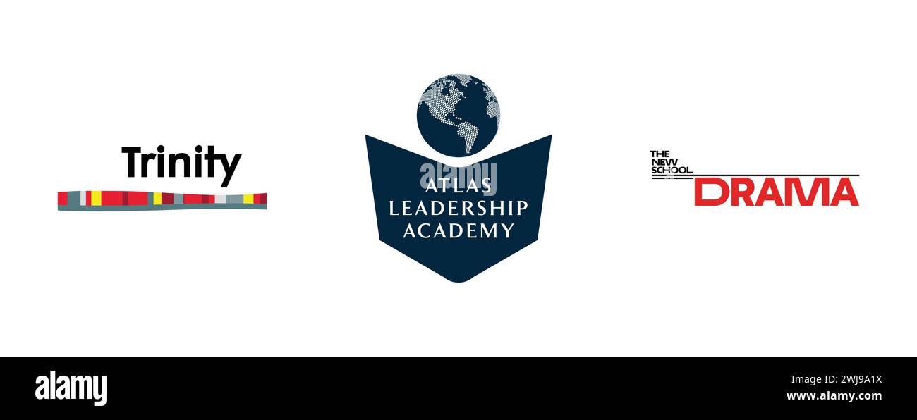 TRINITY SCHOOL, THE NEW SCHOOL DRAMA, ATLAS LEADERSHIP ACADEMY. vector ...