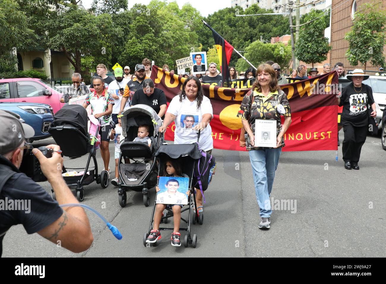 Sydney, Australia. 14 February 2024. Supporters assembled in Waterloo ...