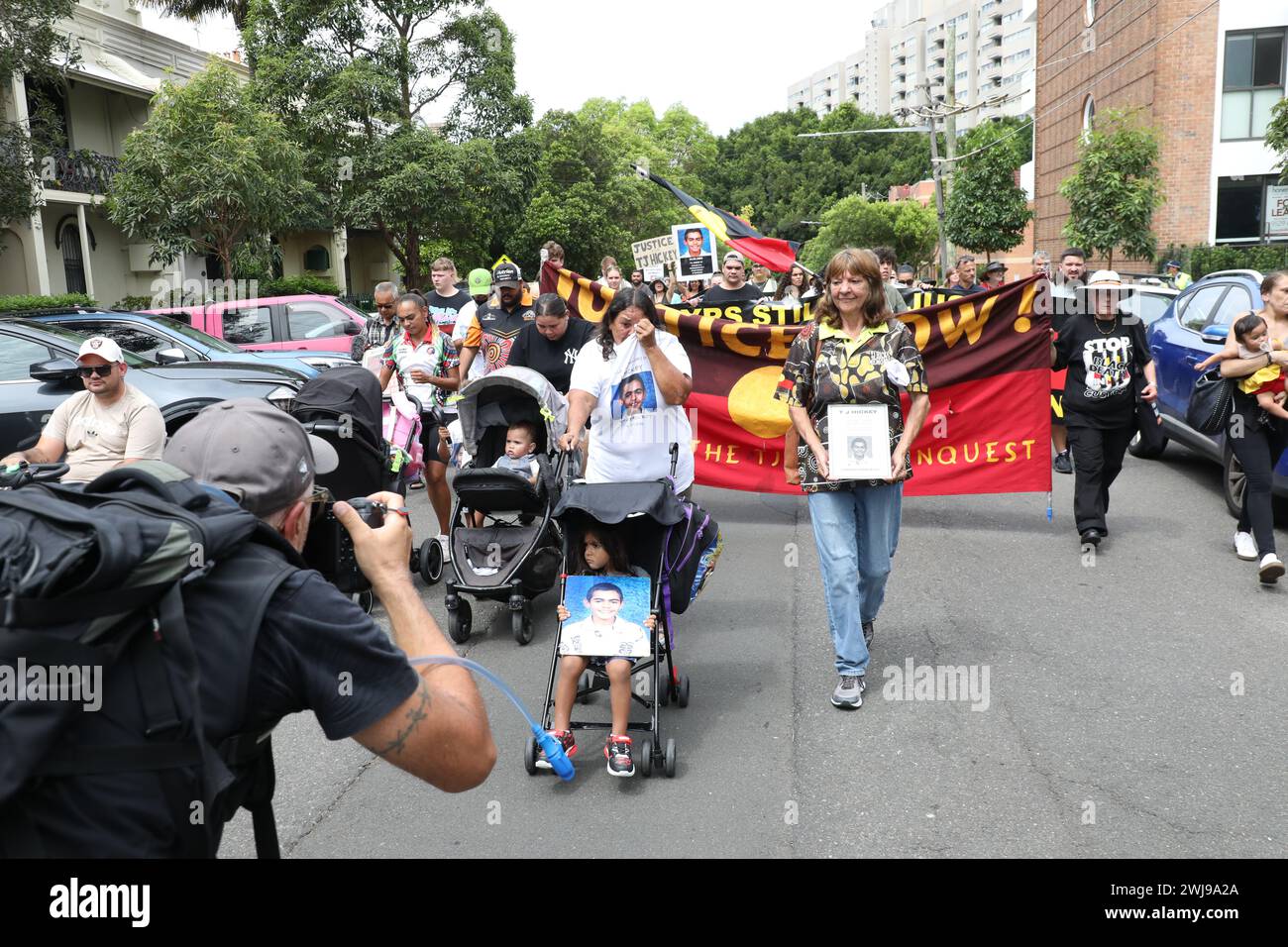 Sydney, Australia. 14 February 2024. Supporters assembled in Waterloo ...