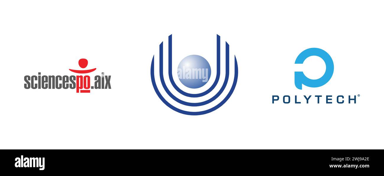 UNI HAGEN, RESEAU POLYTECH, SCIENCES PO AIX. vector logo on isolated ...