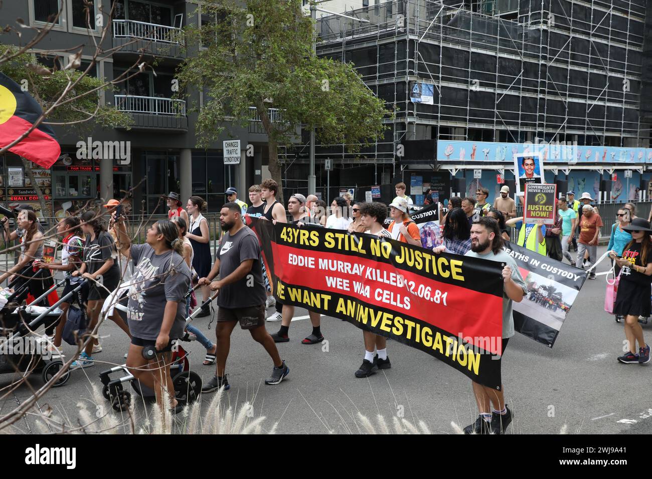 Sydney, Australia. 14 February 2024. Supporters assembled in Waterloo ...