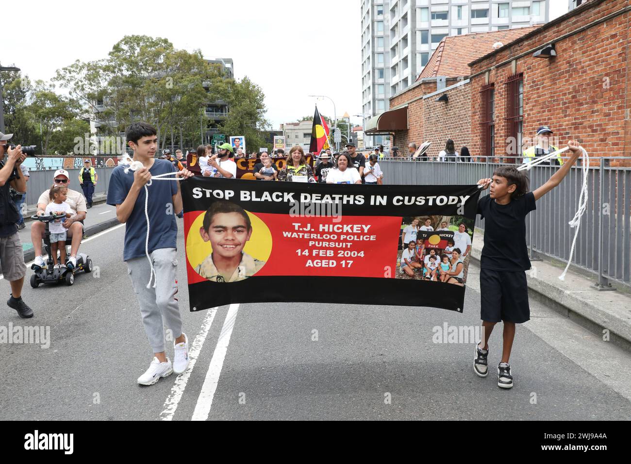 Sydney, Australia. 14 February 2024. Supporters assembled in Waterloo ...
