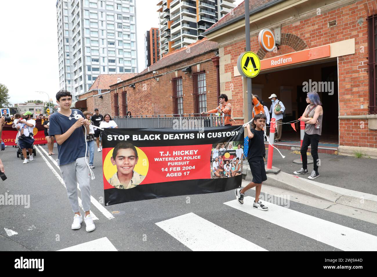 Sydney, Australia. 14 February 2024. Supporters assembled in Waterloo ...