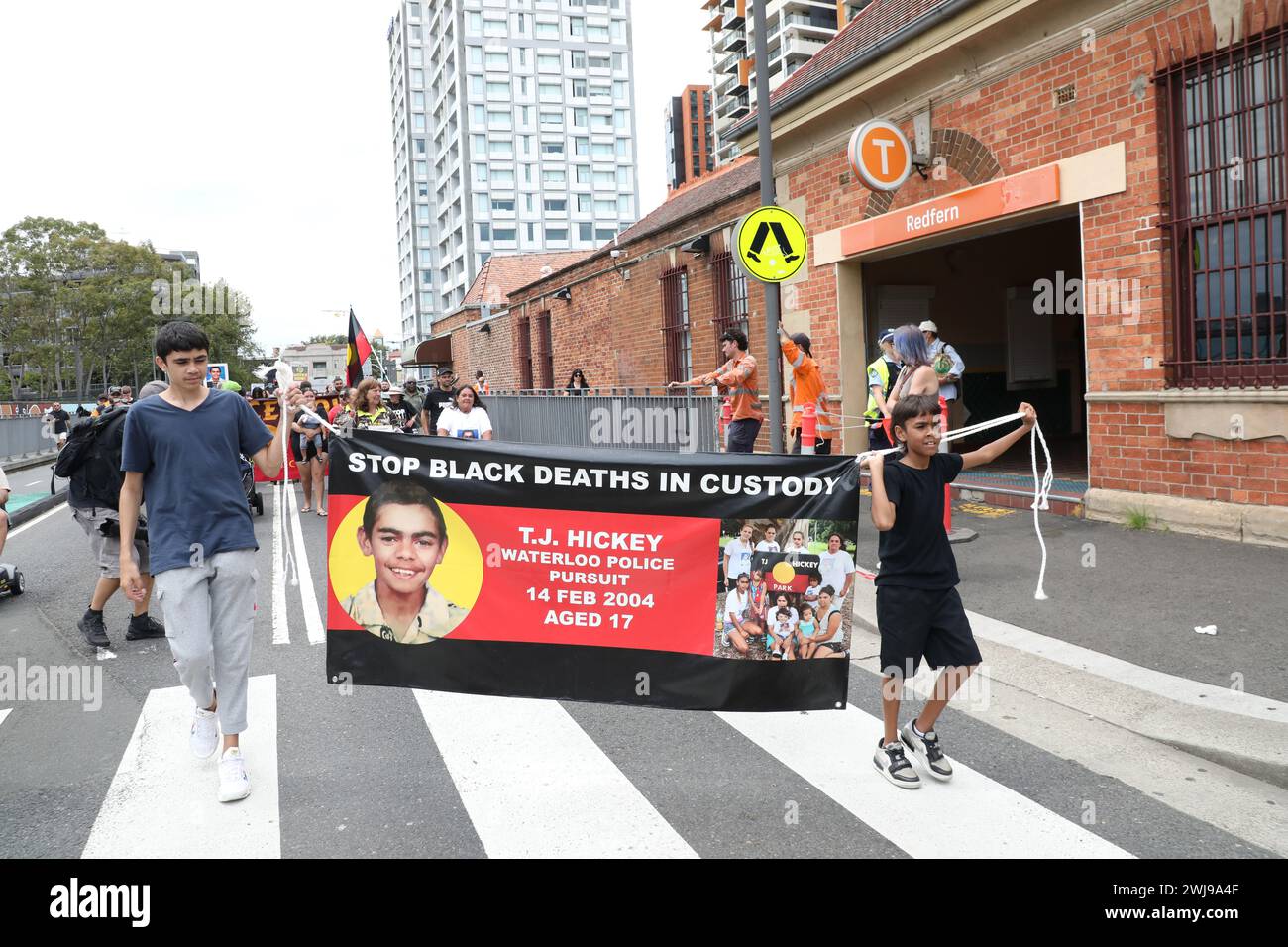 Sydney, Australia. 14 February 2024. Supporters assembled in Waterloo ...