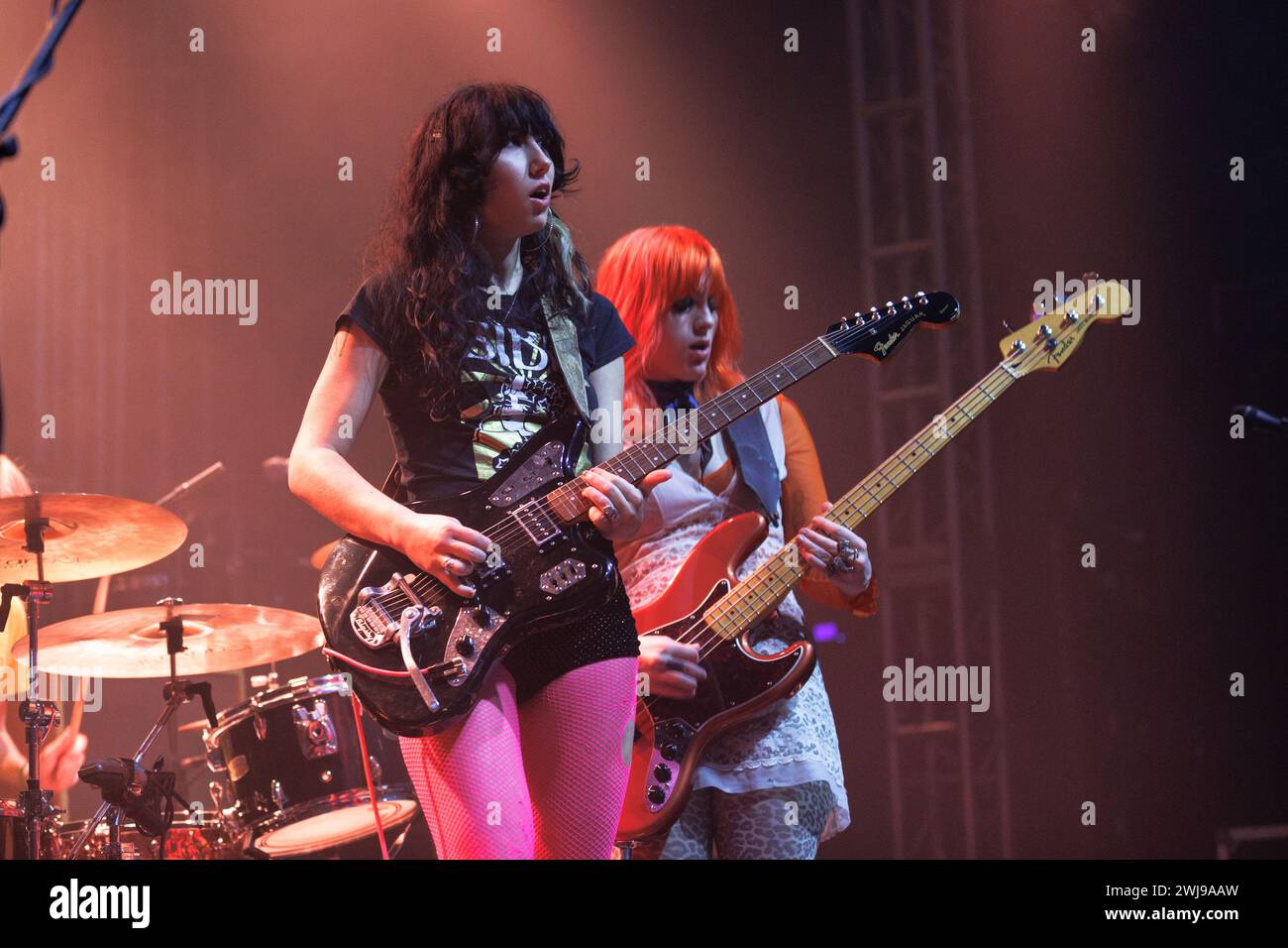 Talulah Sim-Savage and Lola Sam of the rock band HotWax performing live ...