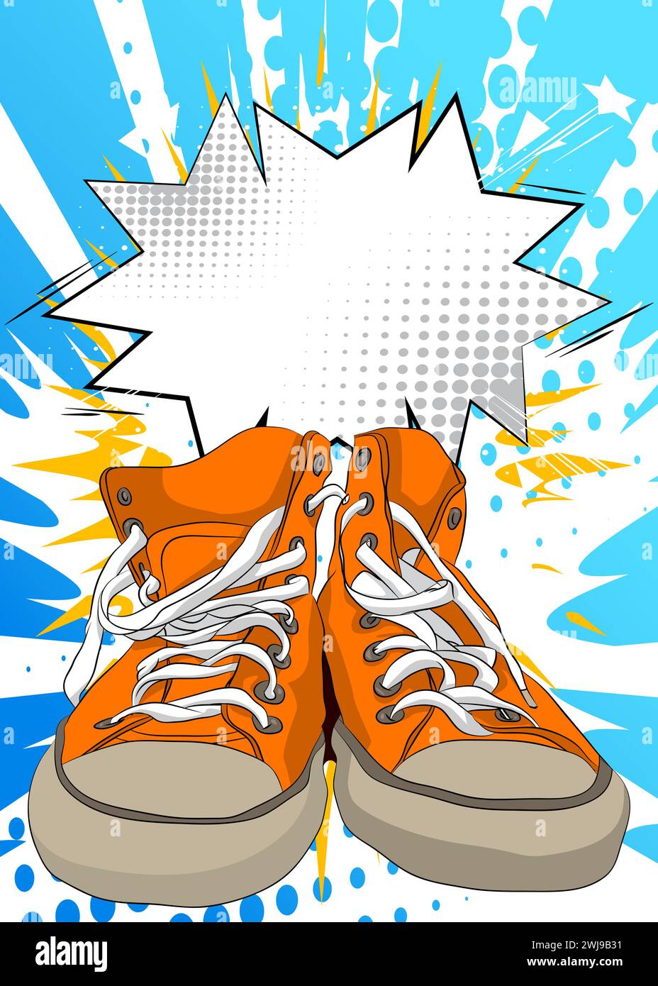 Cartoon vintage Sneakers with blank speech bubble, comic book Trainers ...