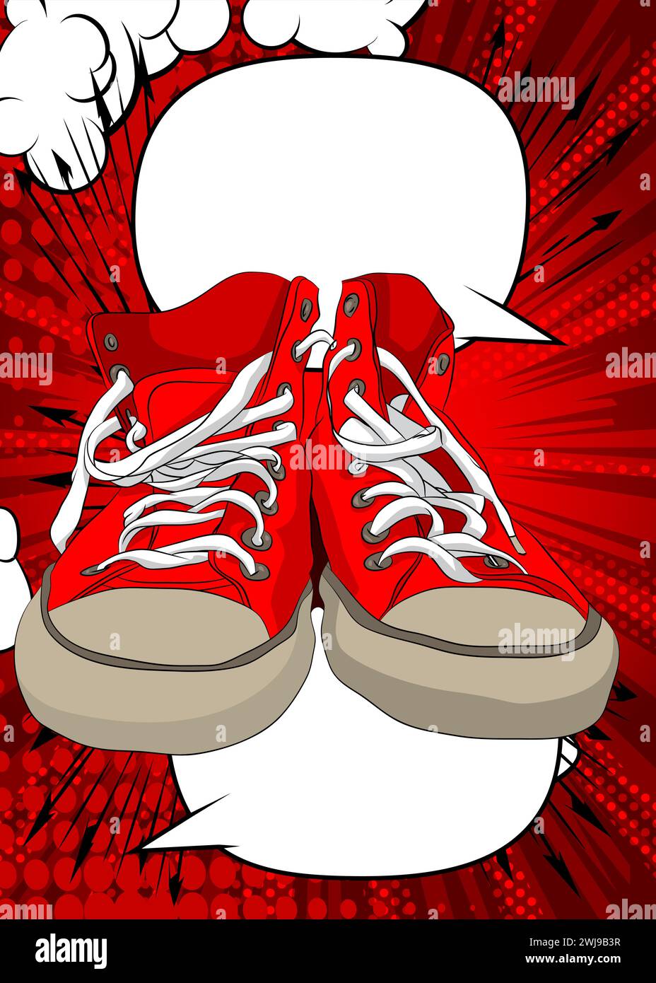 Cartoon vintage Sneakers with blank speech bubble, comic book Trainers ...