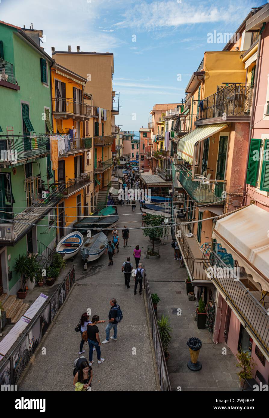 Manarola, Italy street scene from an elevated perspective Stock Photo ...