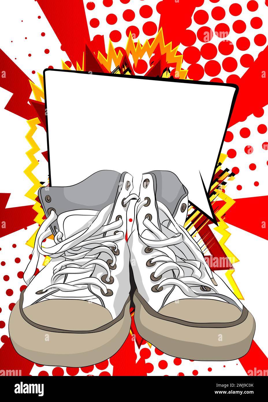 Cartoon vintage Sneakers with blank speech bubble, comic book Trainers ...