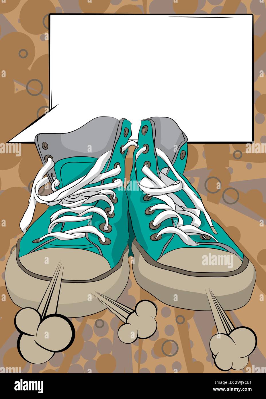 Cartoon vintage Sneakers with blank speech bubble, comic book Trainers ...