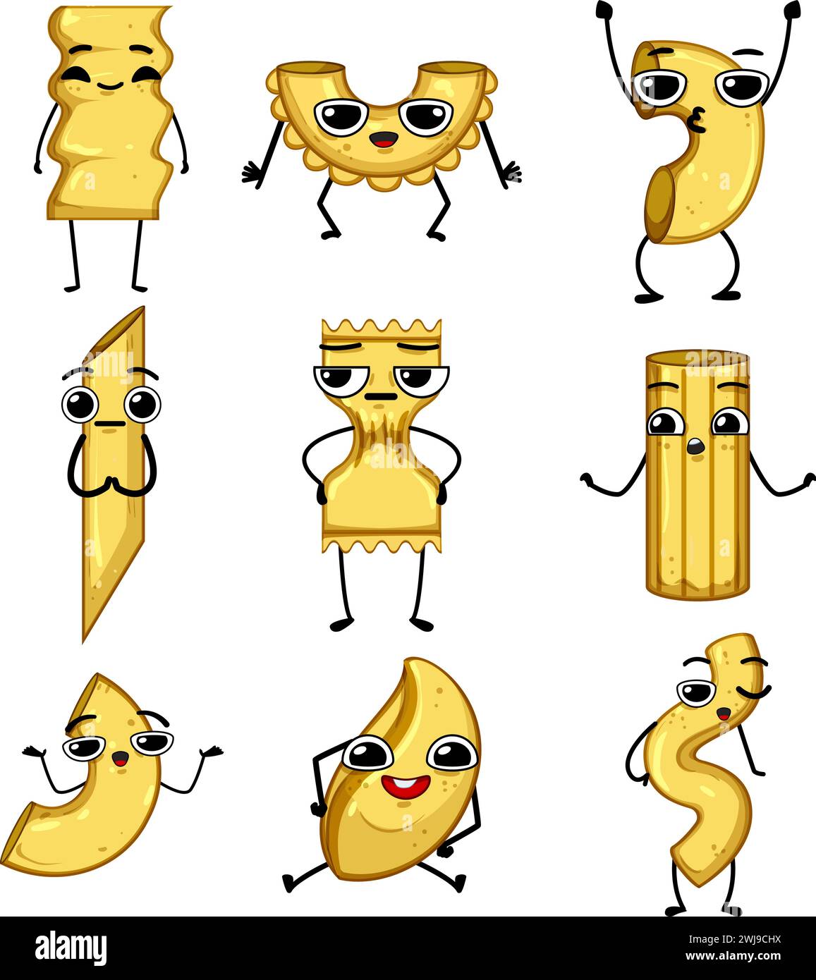 Cartoon spaghetti and macaroni funny noodle hi-res stock photography ...