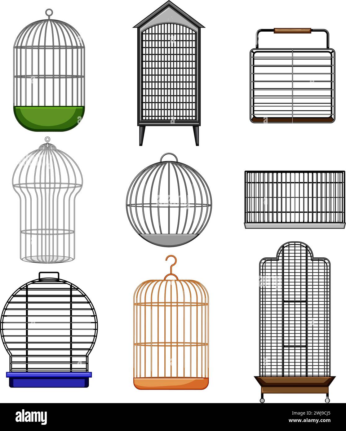 bird cage set cartoon vector illustration Stock Vector Image & Art - Alamy