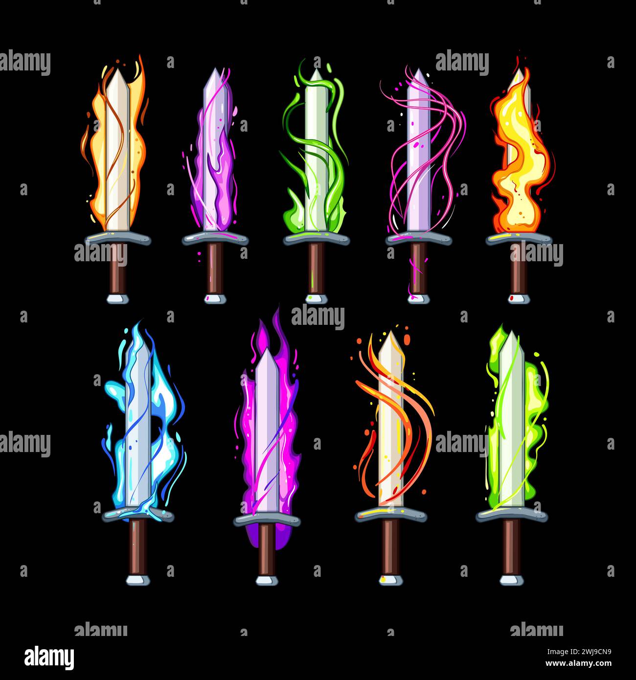 sword effect set cartoon vector illustration Stock Vector Image & Art ...