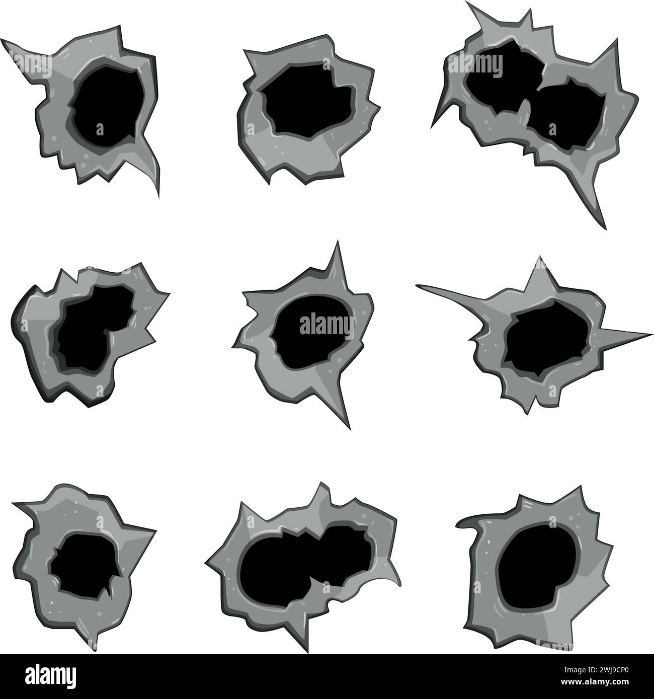 bullet hole set cartoon vector illustration Stock Vector Image & Art ...