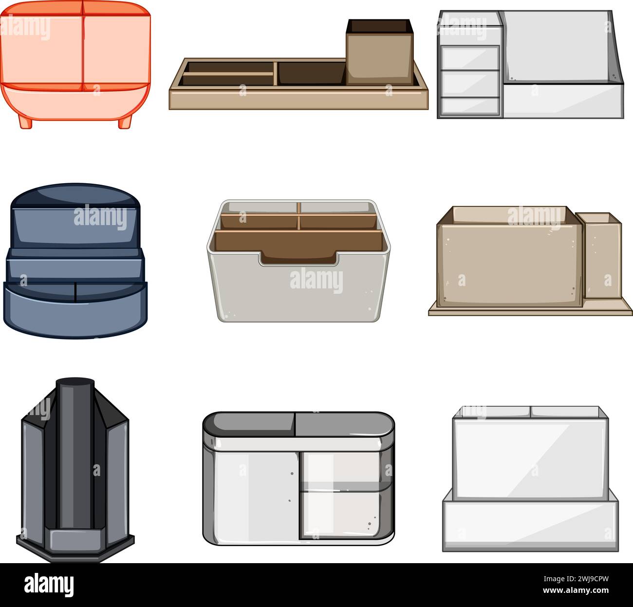 desk organizer set cartoon vector illustration Stock Vector Image & Art ...