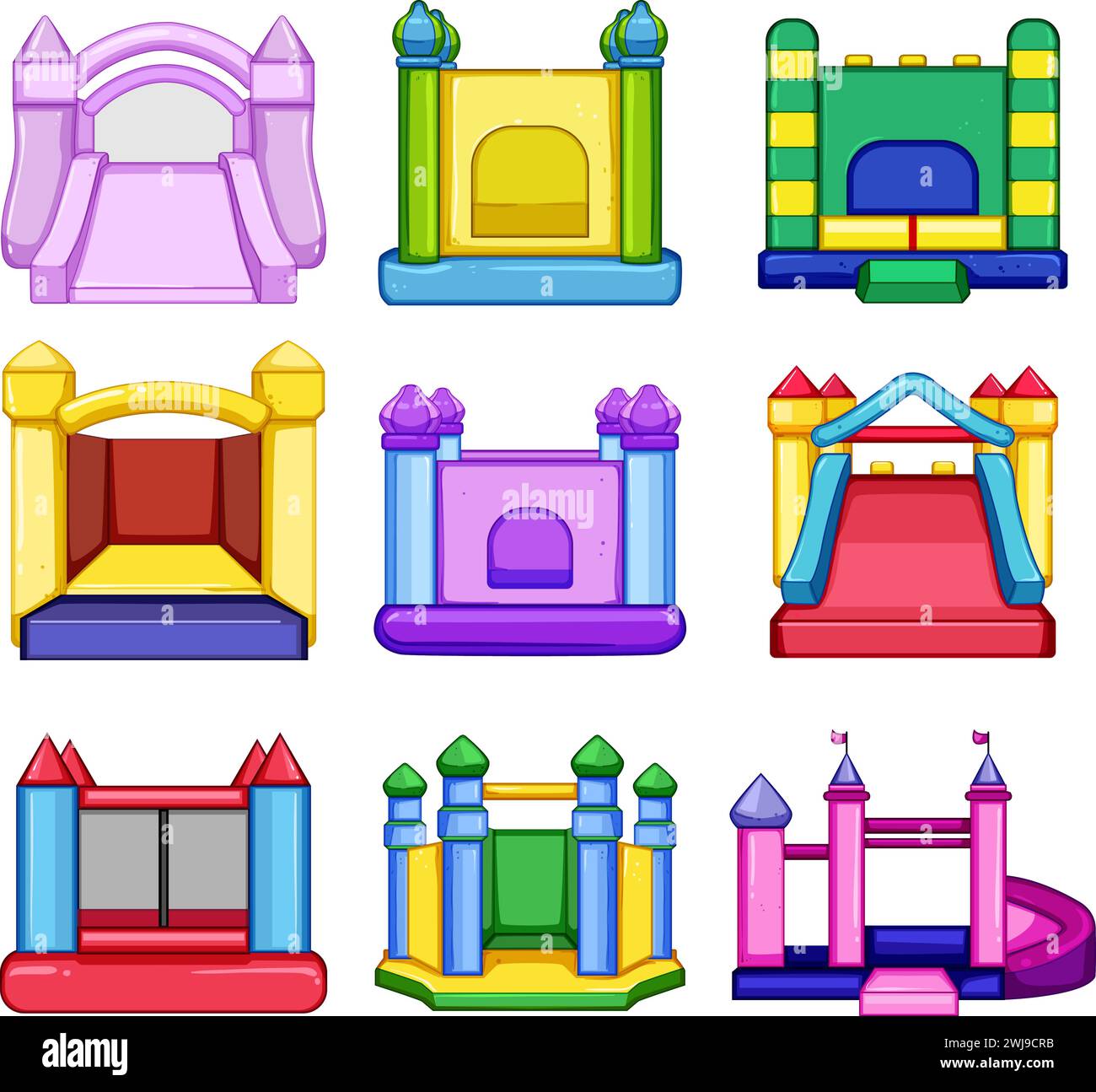 inflatable castle set cartoon vector illustration Stock Vector Image ...