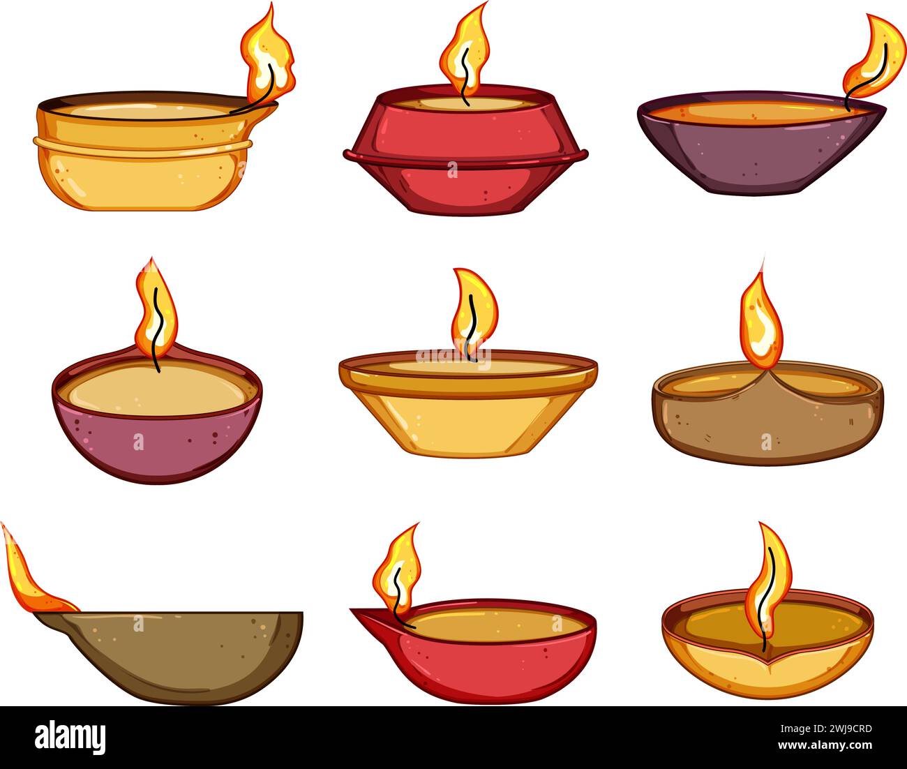 diwali lamp set cartoon vector illustration Stock Vector Image & Art ...