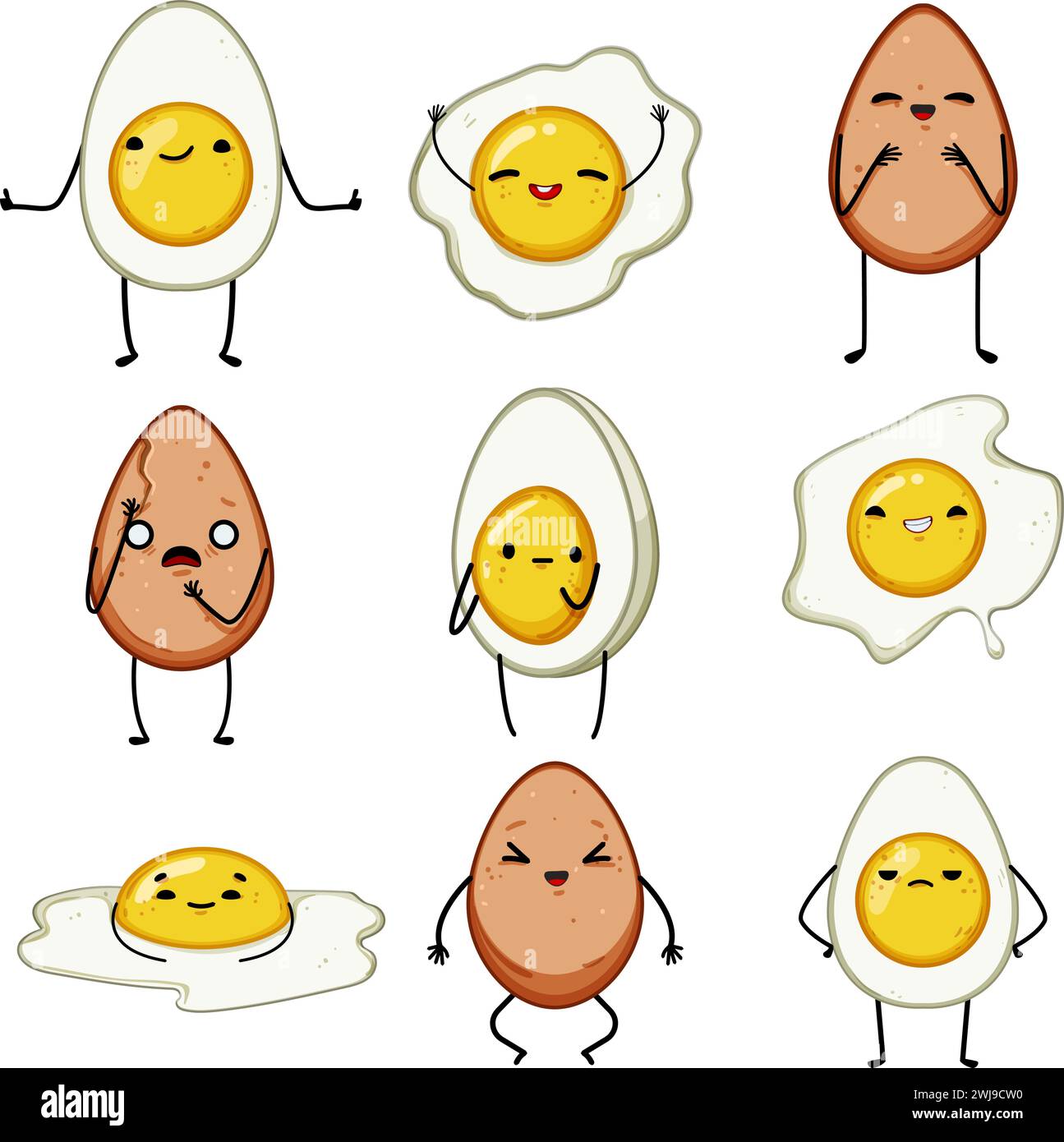 egg character set cartoon vector illustration Stock Vector Image & Art ...