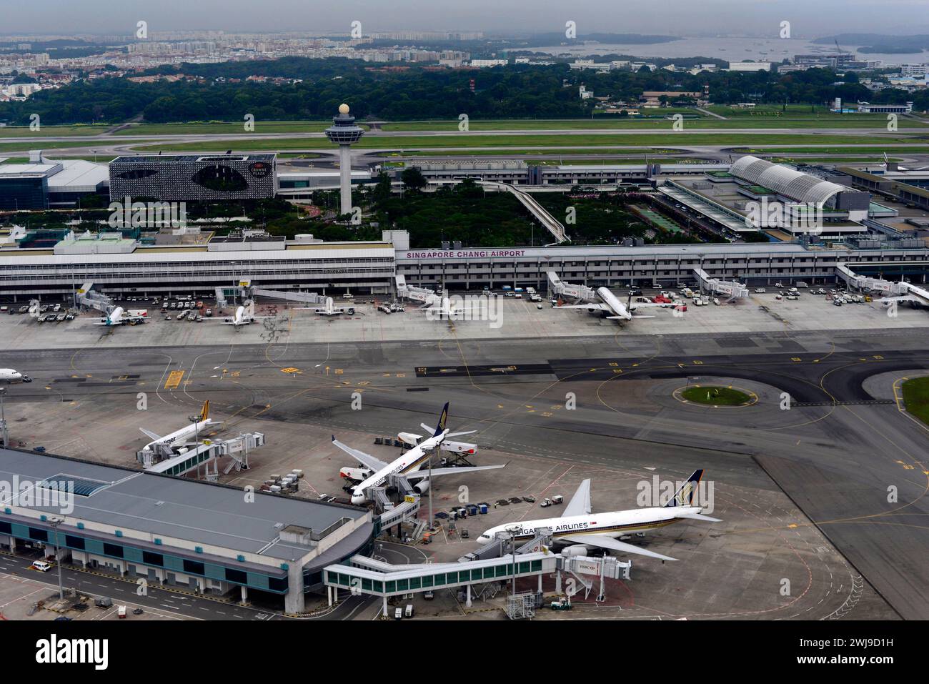 Aerial view of Changi International Airport in Singapore Stock Photo ...
