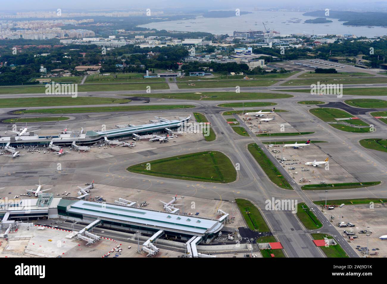 Aerial view of Changi International Airport in Singapore Stock Photo ...