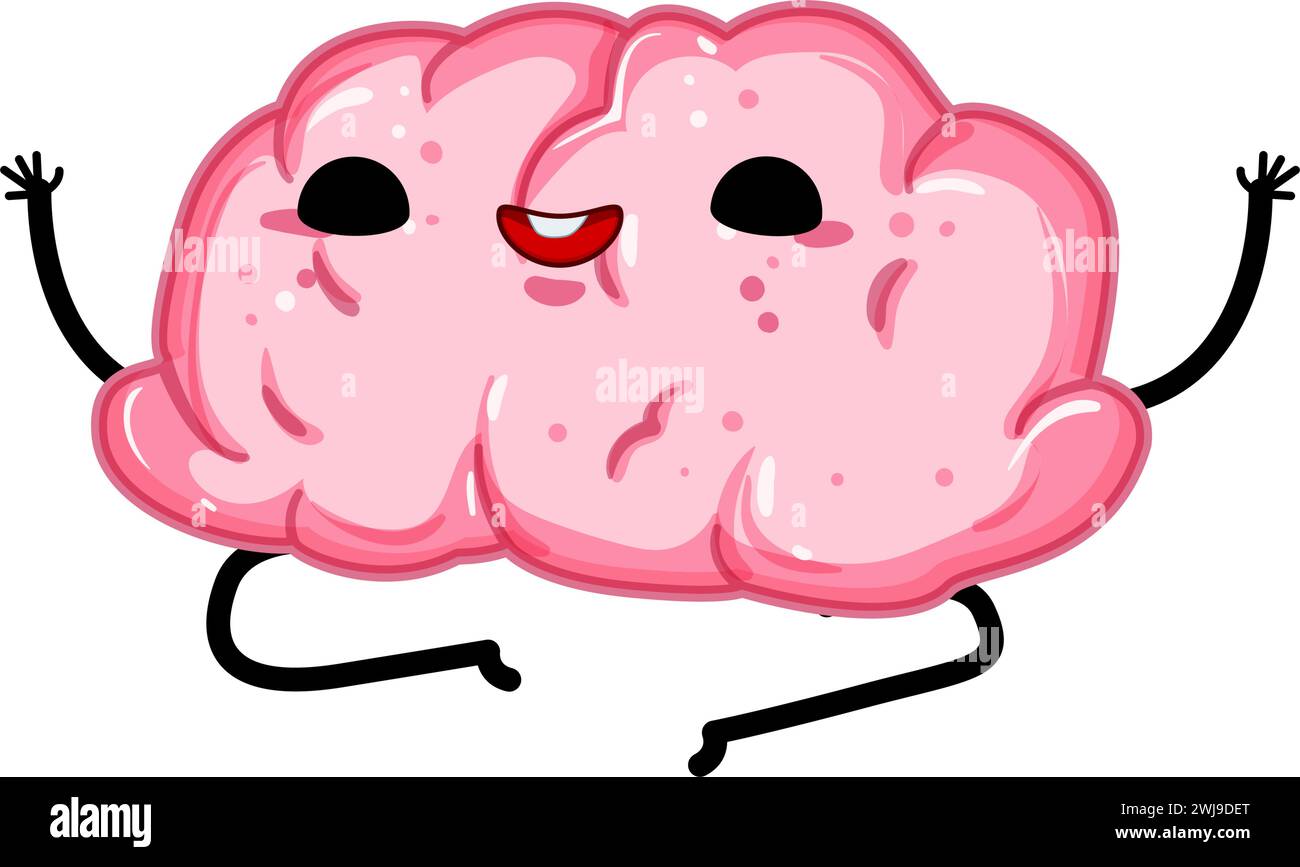 cute brain character cartoon vector illustration Stock Vector Image ...