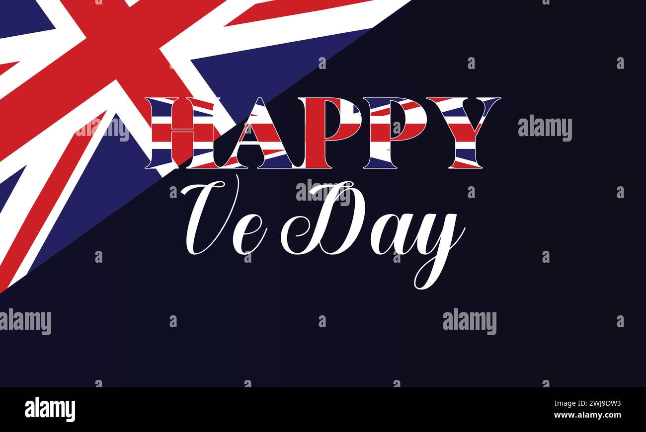 Happy Ve Day Text With Flag And Blue Radient Background Design Stock ...