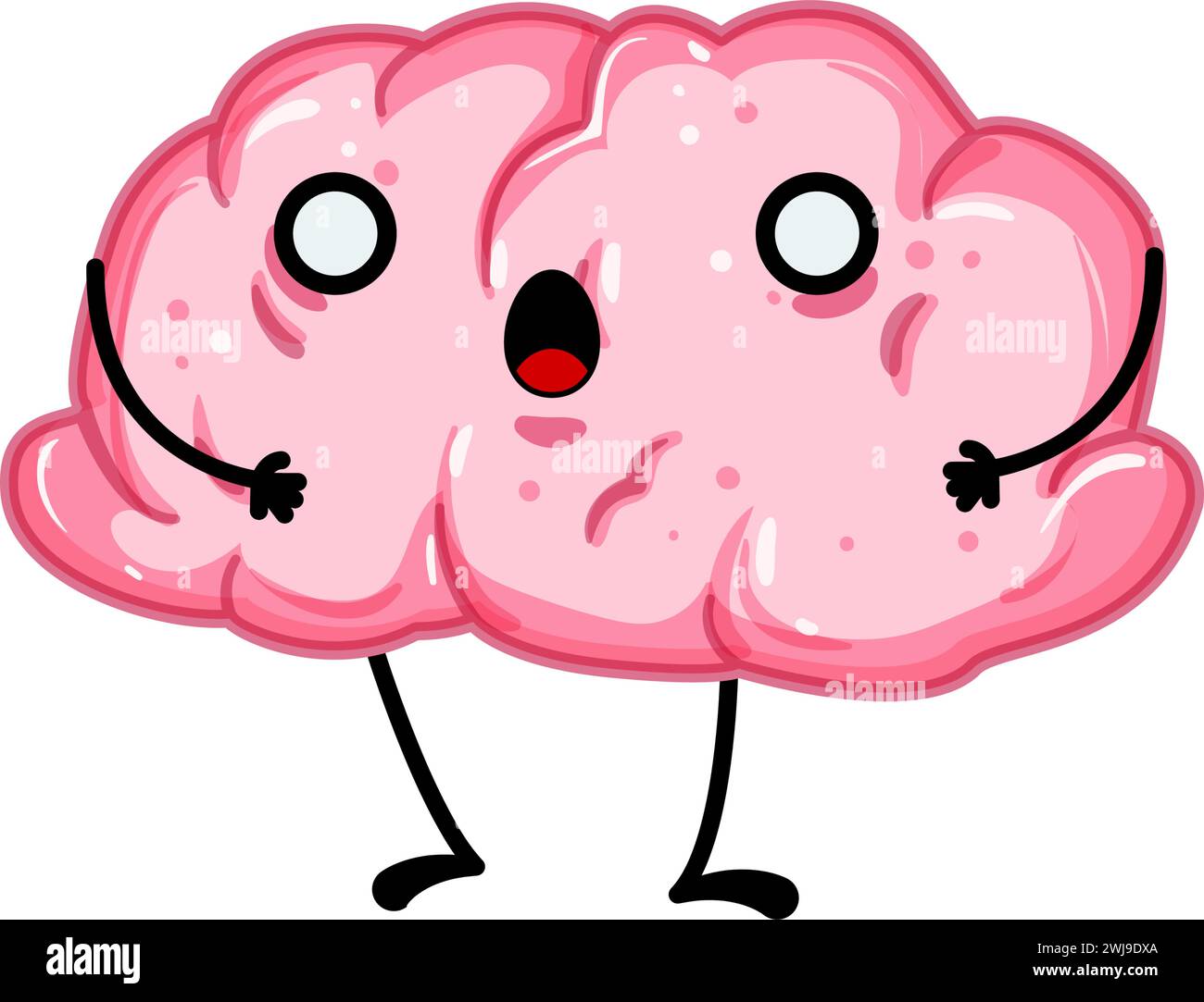 sticker brain character cartoon vector illustration Stock Vector Image ...