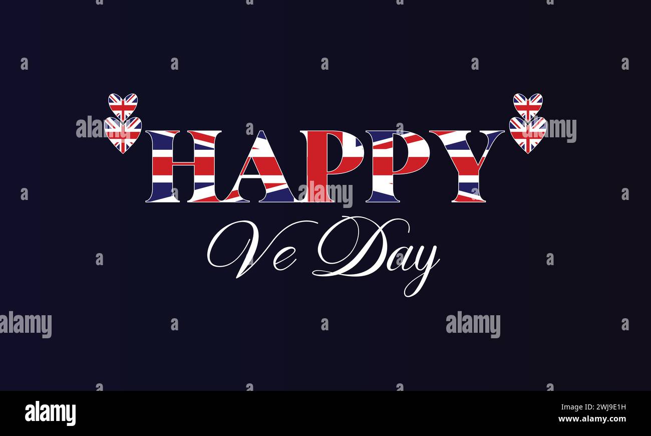 Happy Ve Day Text With Flag And Blue Radient Background Design Stock ...