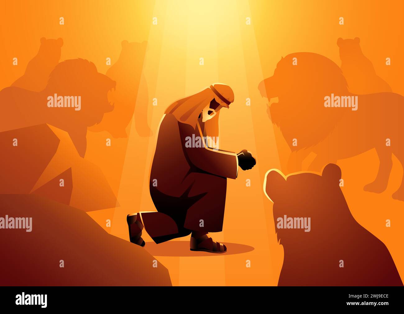 Daniel in the lions den Stock Vector Images - Alamy