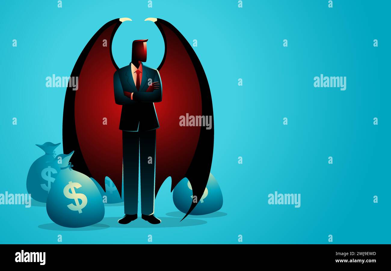 Illustration of a devil as a businessman, vector illustration Stock ...