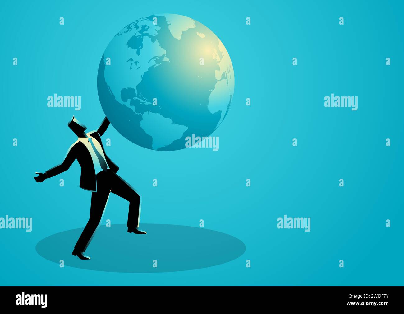 Vector illustration of a businessman trying to hug the world Stock Vector Image & Art - Alamy