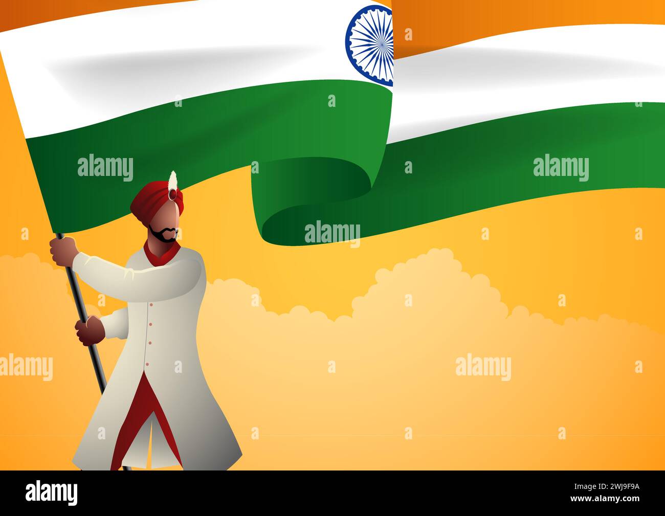 Traditional Indian flag bearer celebrating Independence Day with pride ...