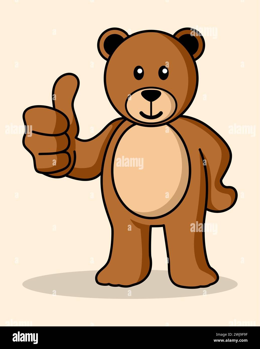 Simple flat cartoon of a cute bear doing thumbs up, vector illustration ...