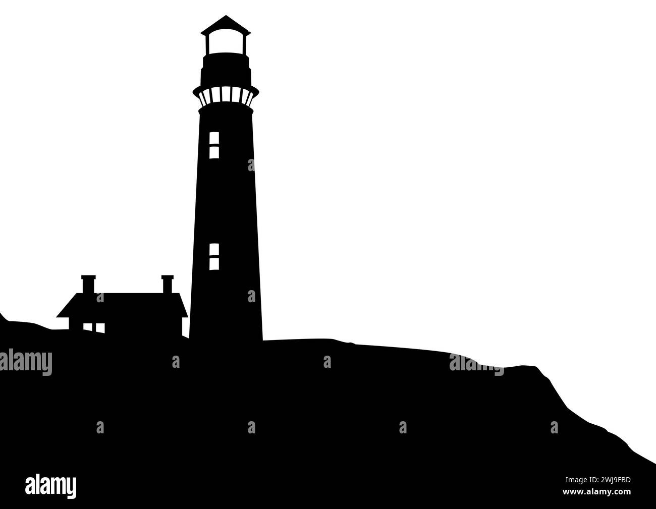 Black and white silhouette of a lighthouse, vector illustration Stock ...