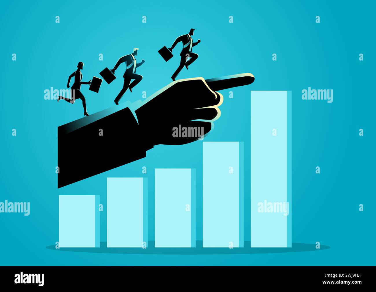 Business concept illustration of businessmen and a businesswoman ...