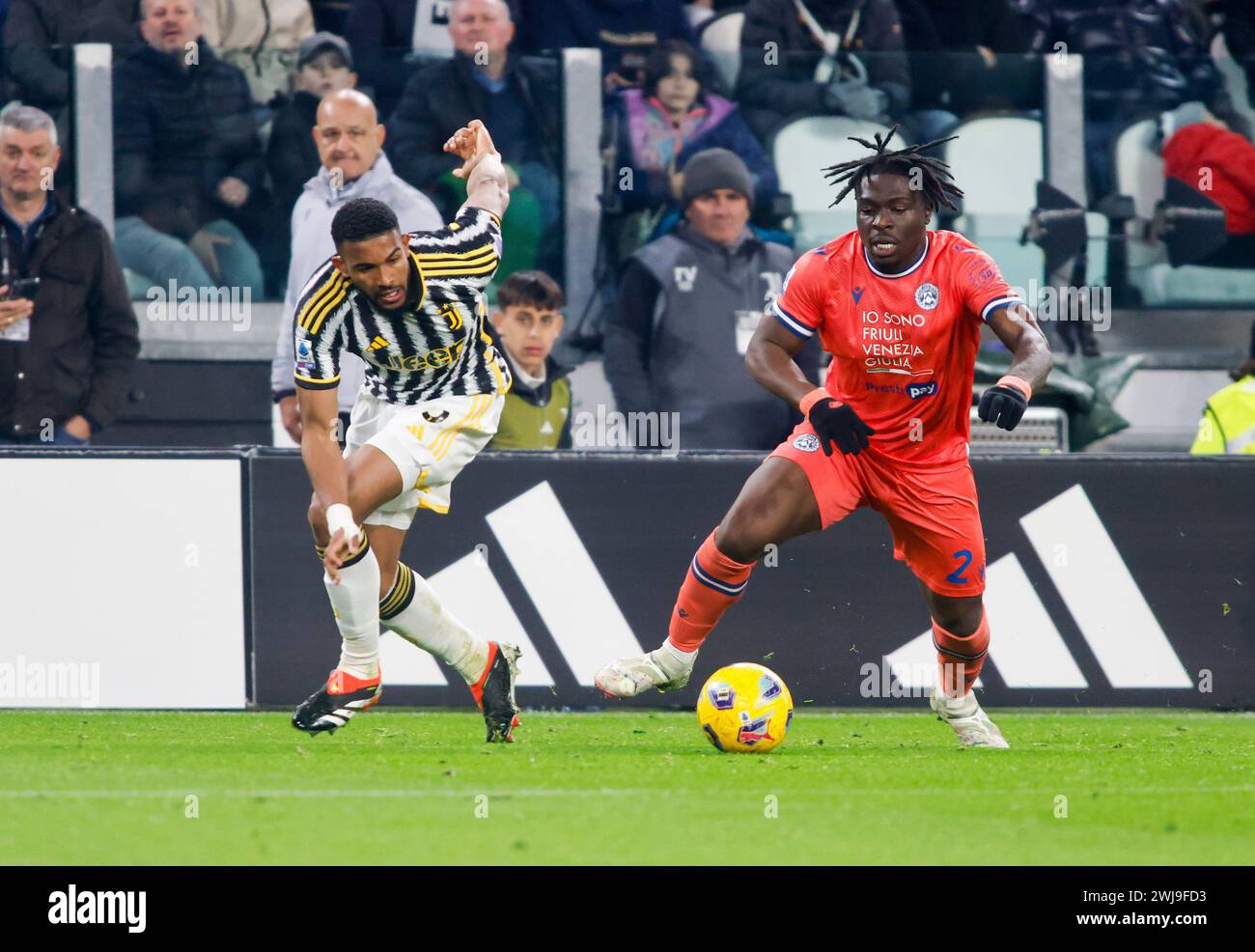Turin, Italy. 12th Feb, 2024. Isaac Success of Udinese Calcio (R) and ...