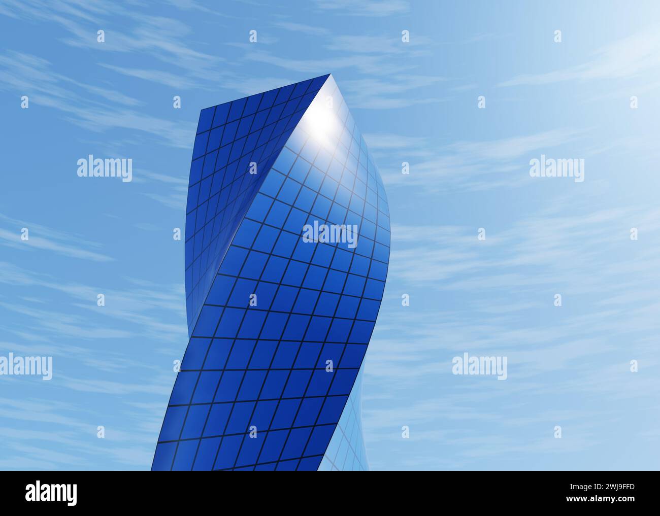 Blue glass skyscrapers over blue sky, 3D Illustration Stock Photo - Alamy