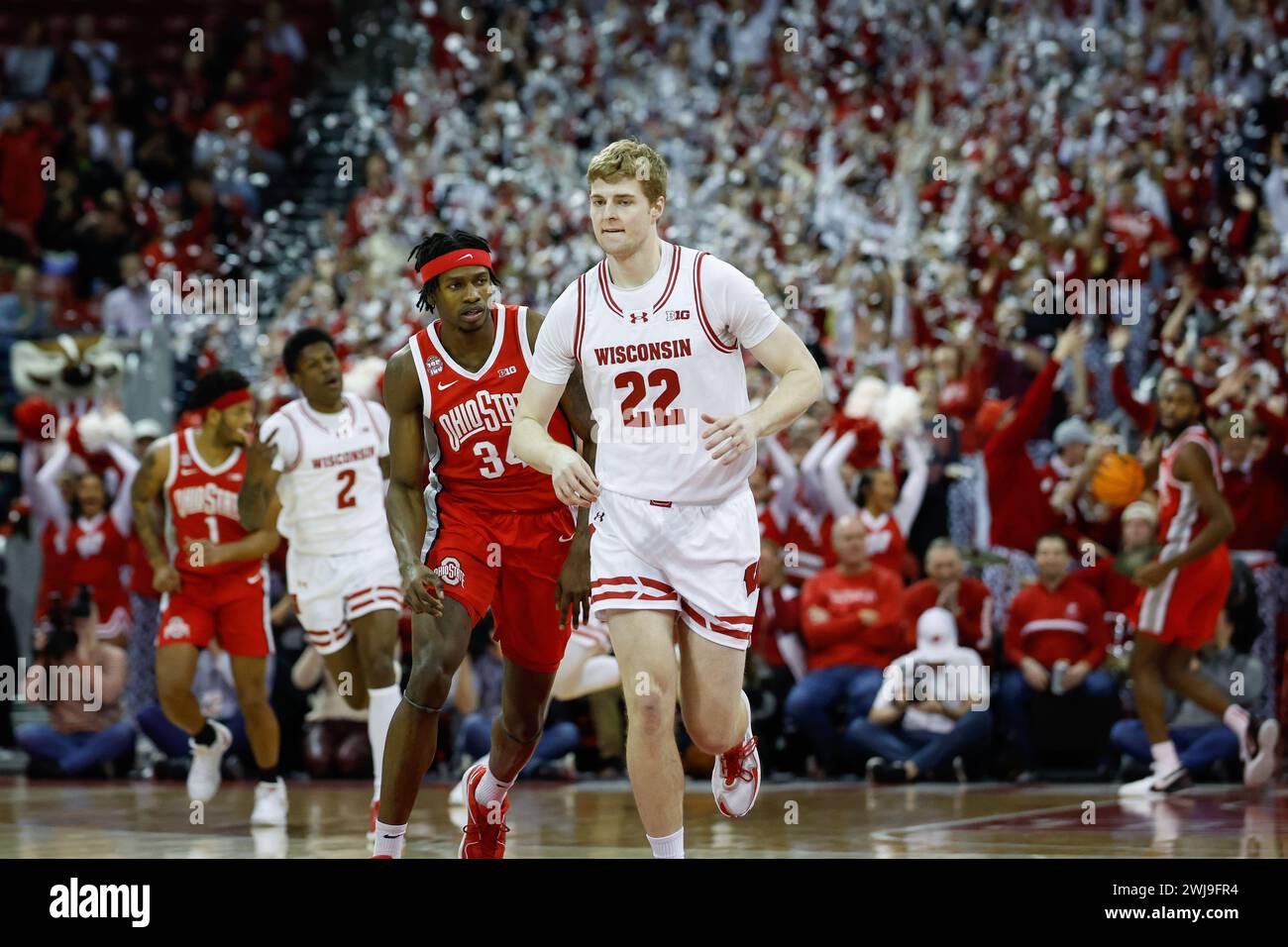 Madison, WI, USA. 13th Feb, 2024. Wisconsin Badgers forward Steven ...