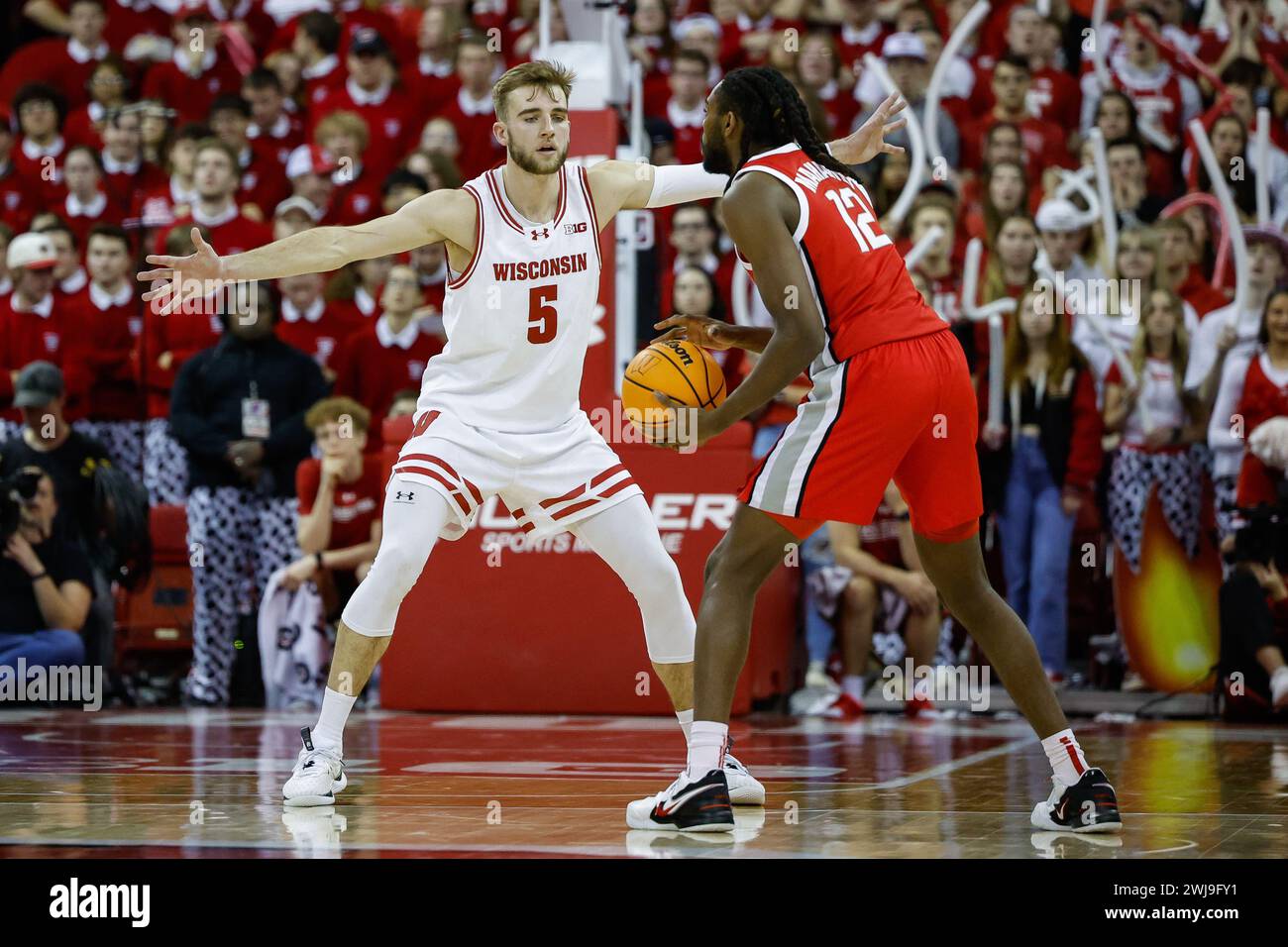Madison, WI, USA. 13th Feb, 2024. Wisconsin Badgers forward Tyler Wahl ...