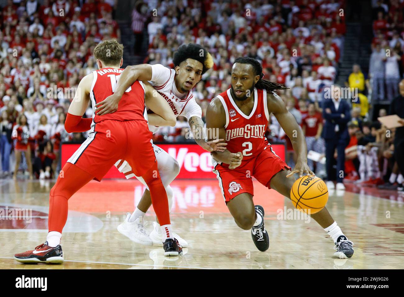 Madison, WI, USA. 13th Feb, 2024. Wisconsin Badgers guard Chucky ...