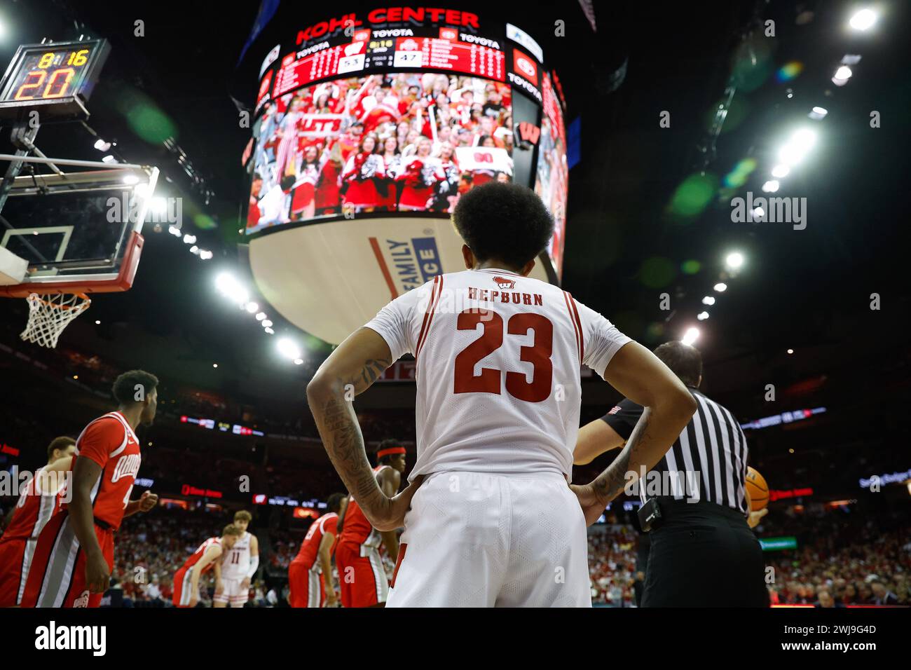 Madison, WI, USA. 13th Feb, 2024. Wisconsin Badgers guard Chucky ...