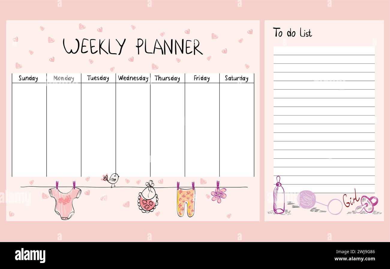 Printable weekly planner girl hi-res stock photography and images - Alamy